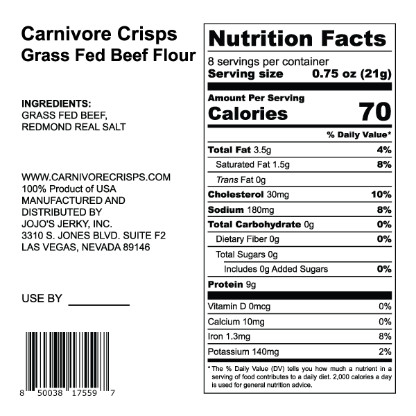 Carnivore Crisps Grass-Fed Beef FLOUR